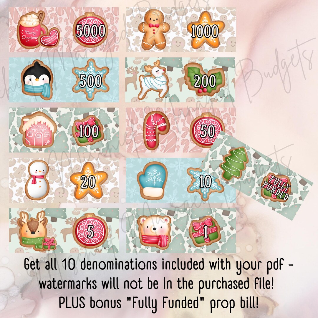 Christmas Cookies Prop Money - Cash Stuffing - Money Placeholders - 10 ...
