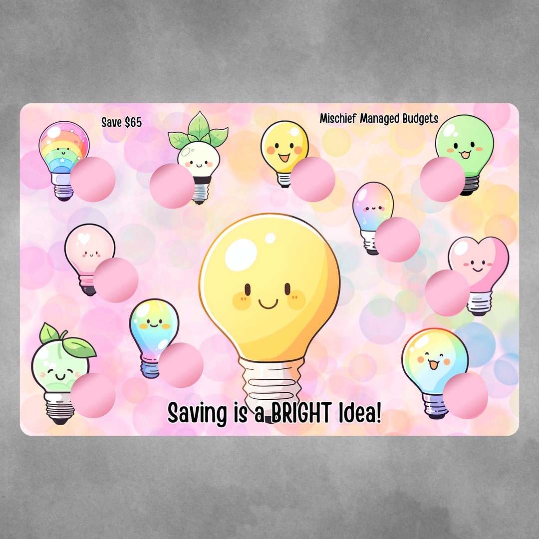 Cute Light Bulbs Savings Challenge - Save 65 - Etsy