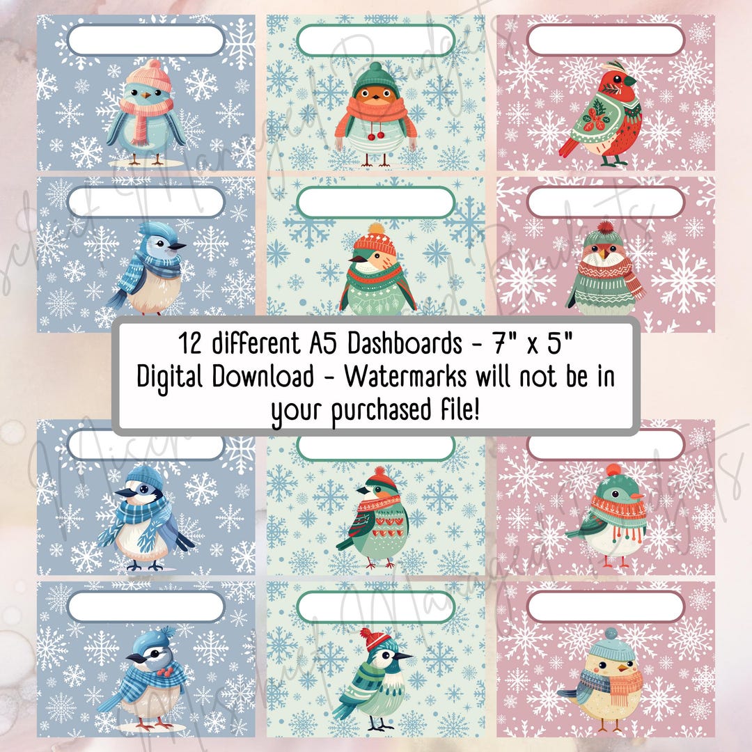 Winter Birds Digital Dashboards - A5/A6 - Etsy