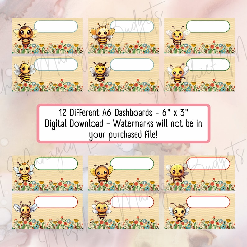 Cute Bee Dashboards - A6 Sized Envelope Dashboards - DIGITAL - Etsy