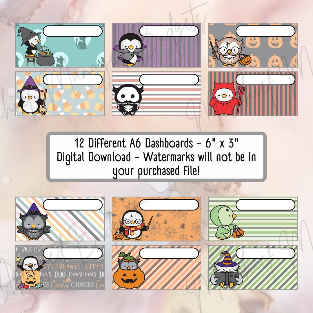 Too Cute to Spook Dashboards - A6 Sized Envelope Dashboards - DIGITAL ...