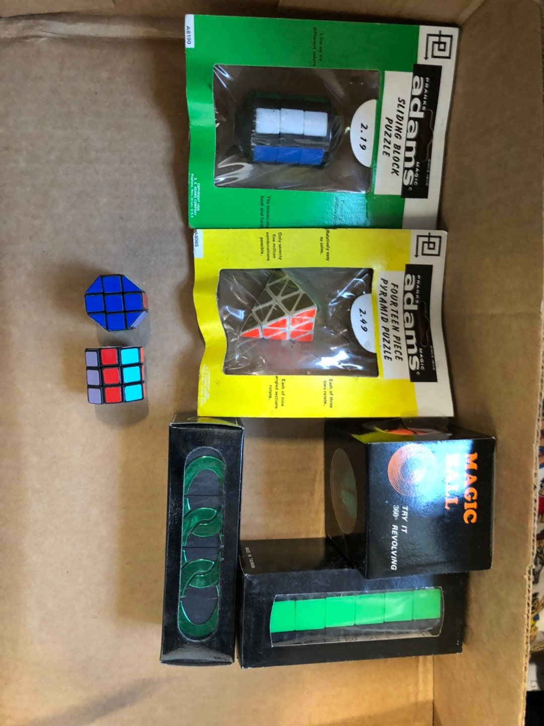 1981 Puzzle Lot Missing Link Cube 4 Puzzle Game Magic Ball Hexagon Cube ...