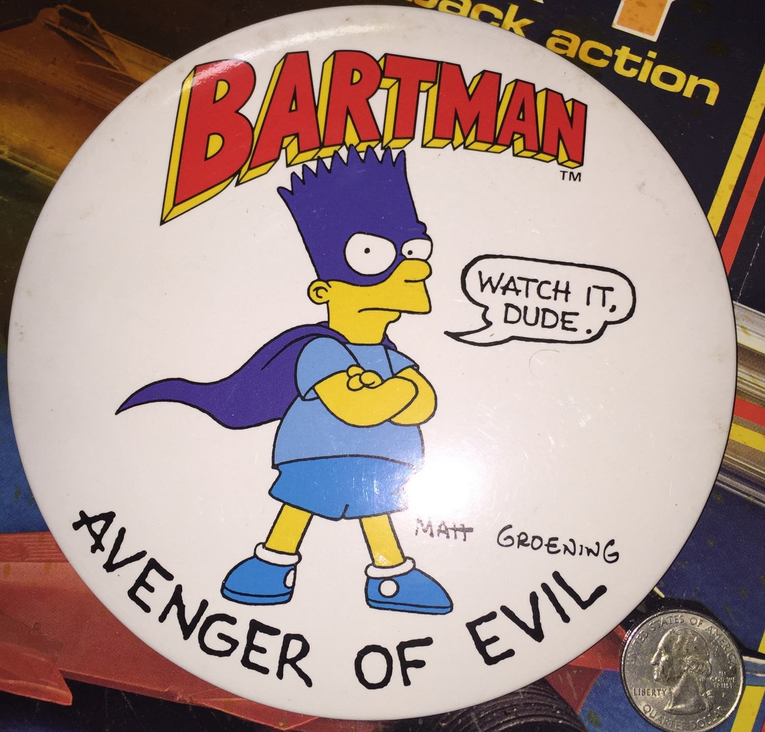 Bartman Giant Bart Simpson Pin Mint Unused AVENGER of Evil | Etsy