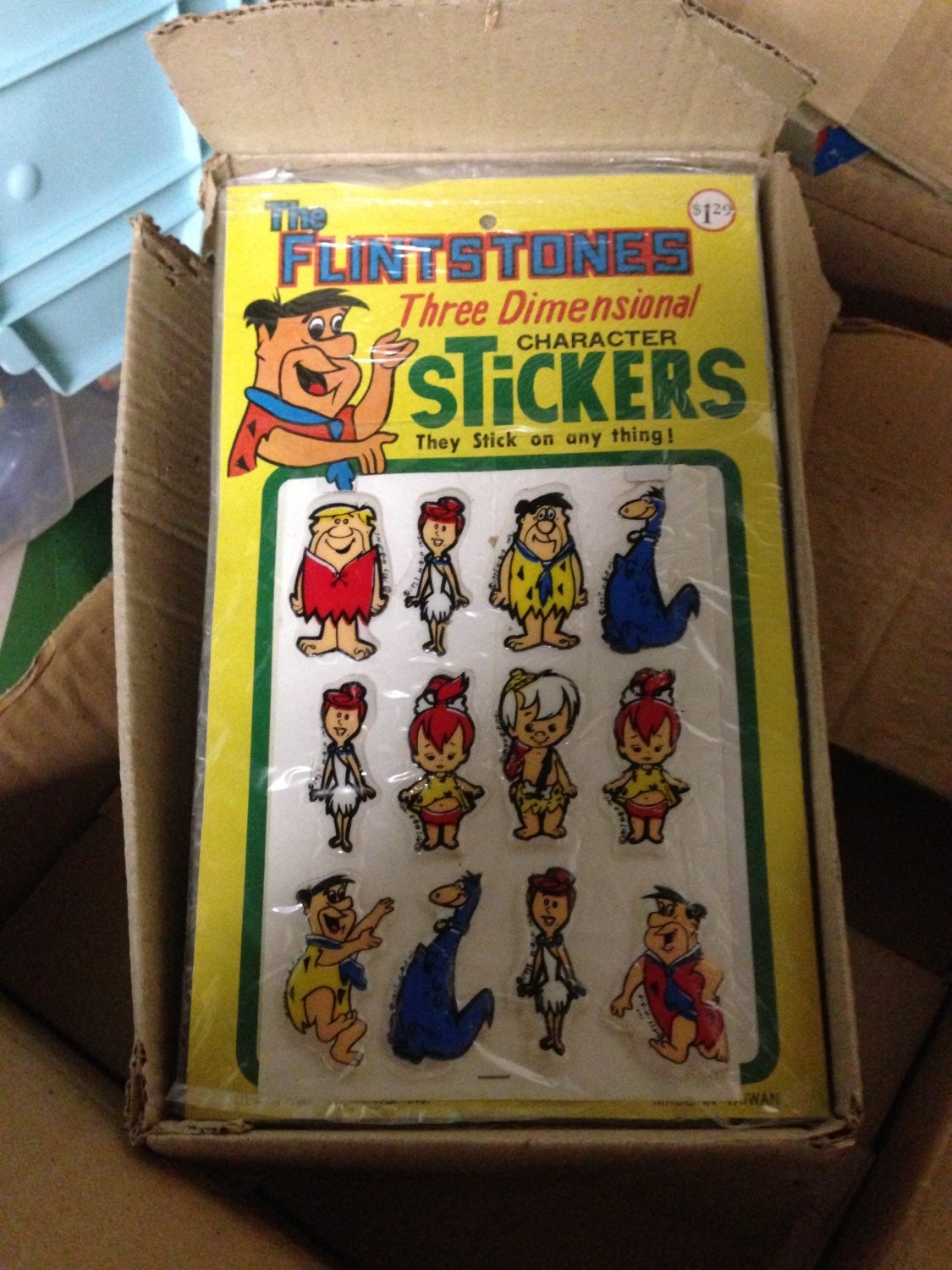 70s Flintstones Puffy Sticker Display Bam Bam Pebbles Wilma Fred & Dino ...