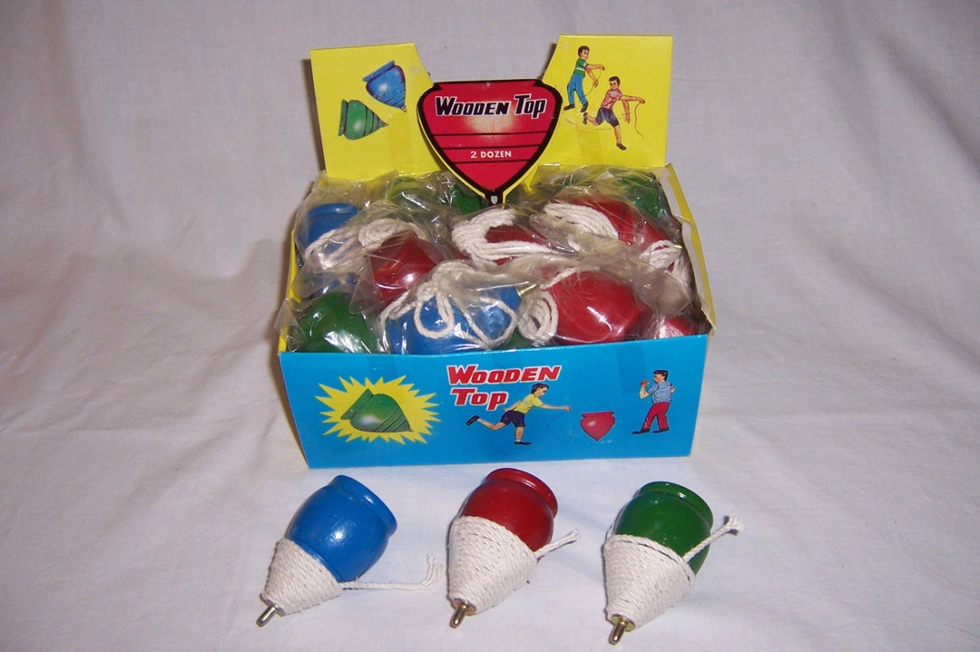 1960S Wood Spinning Top Classic & Vintage Toys 2 Vintage Tops for Your ...