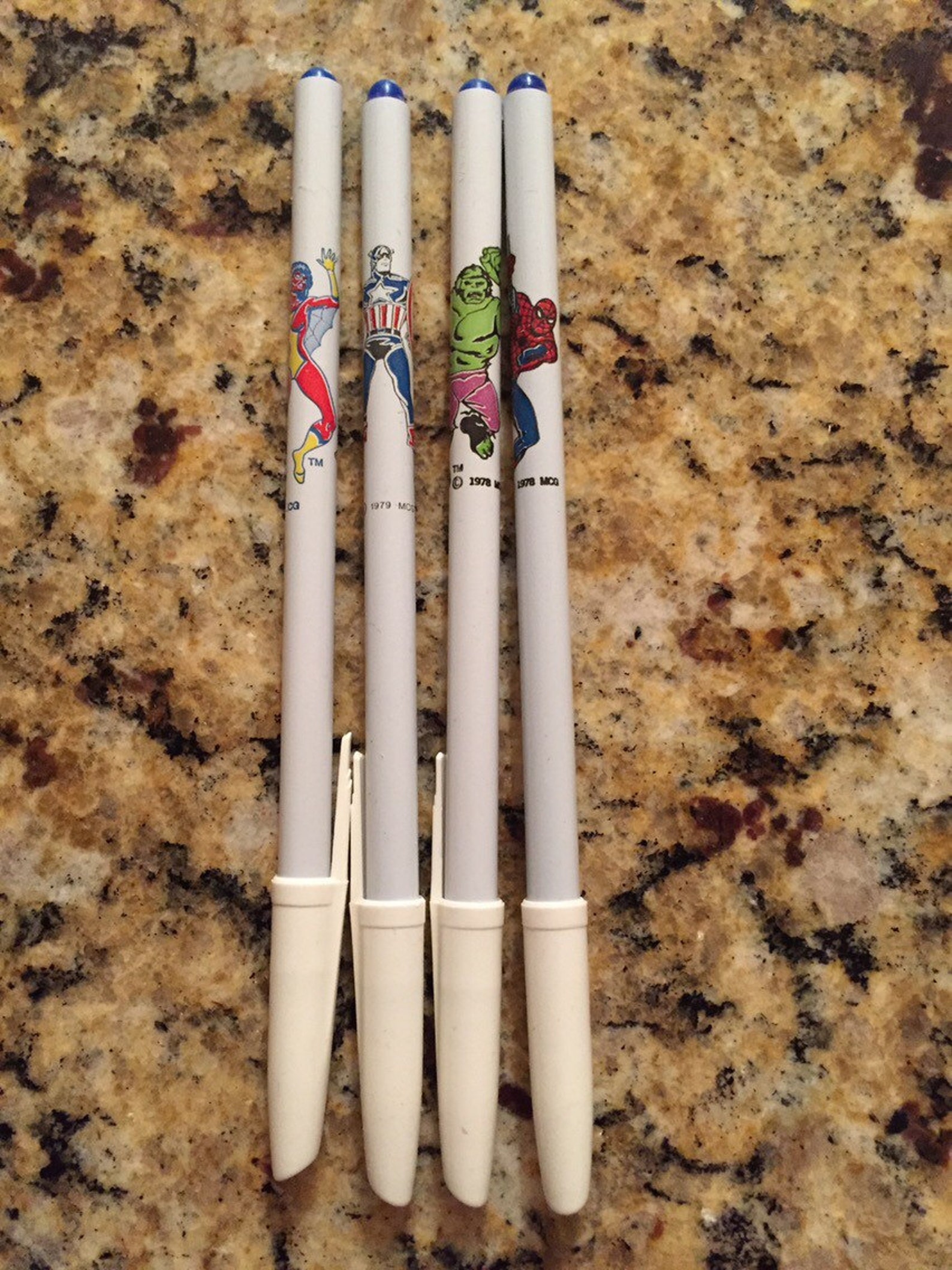 Vintage Superhero Pens Marvel Set Hulk Captain America - Etsy