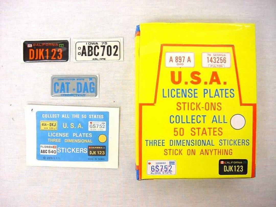 Vintage License Plate Sticker Store Display 72 Packs New Old Stock - Etsy