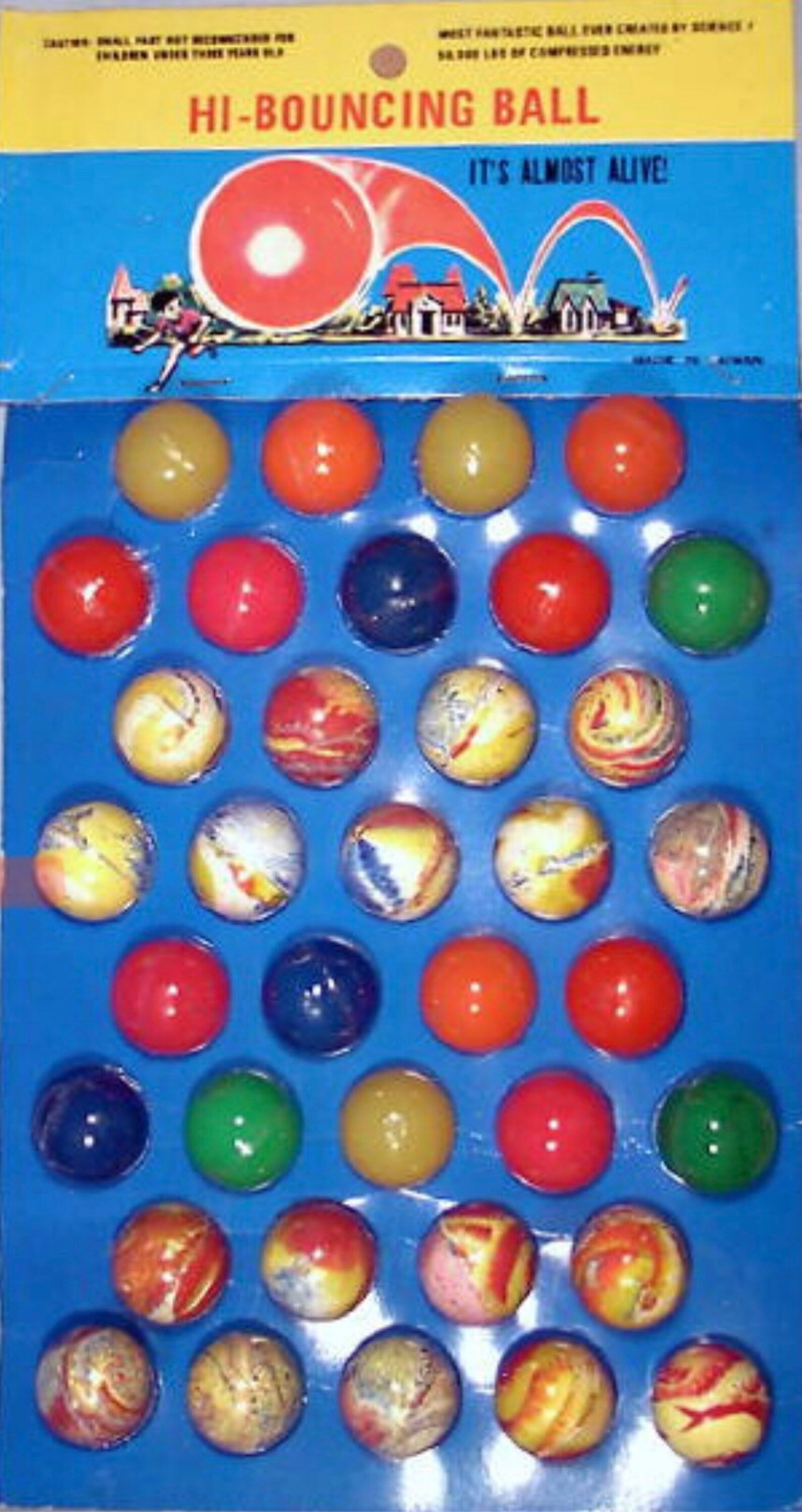 Vintage Super Balls High Bounce Ball Display Full Display Card 36 Balls ...