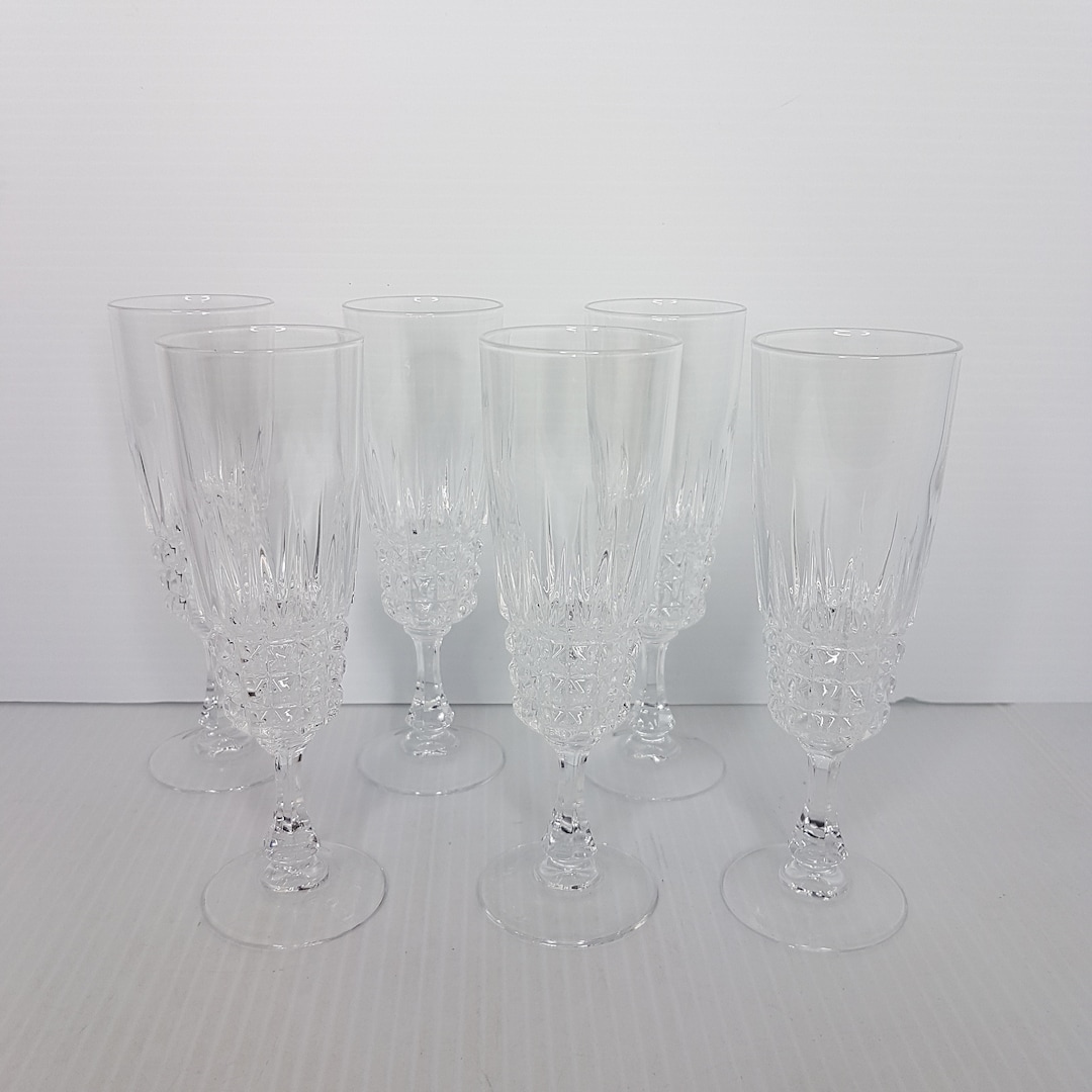 Cristal D'arques Champagne Flutes "pompadour" Pattern Vintage Cut ...