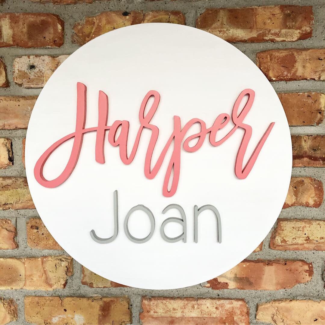 24 Round Custom Wood Name Sign 1/2 Thick Letters | Etsy