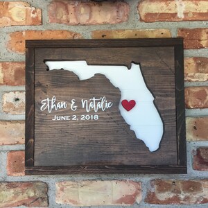Personalized Florida Wood Sign | FL Wall Decor Cutout | Wedding Gift ...