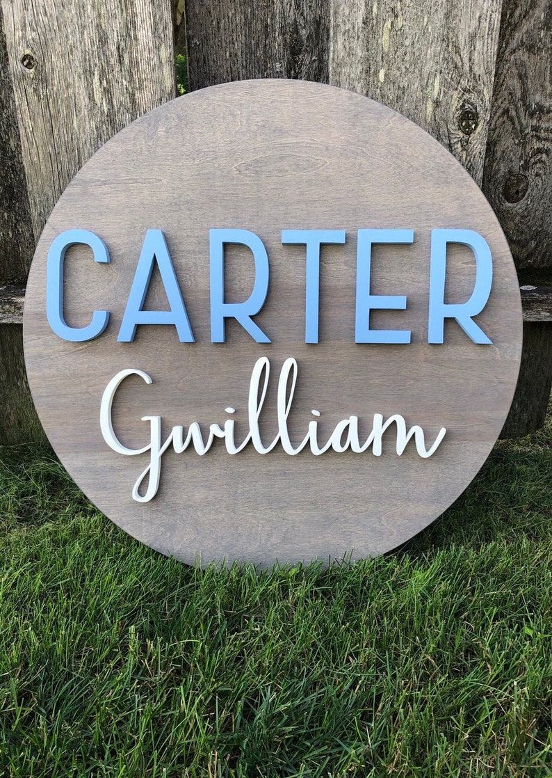 24 Round Custom Wood Name Sign 1/2 Thick Letters | Etsy