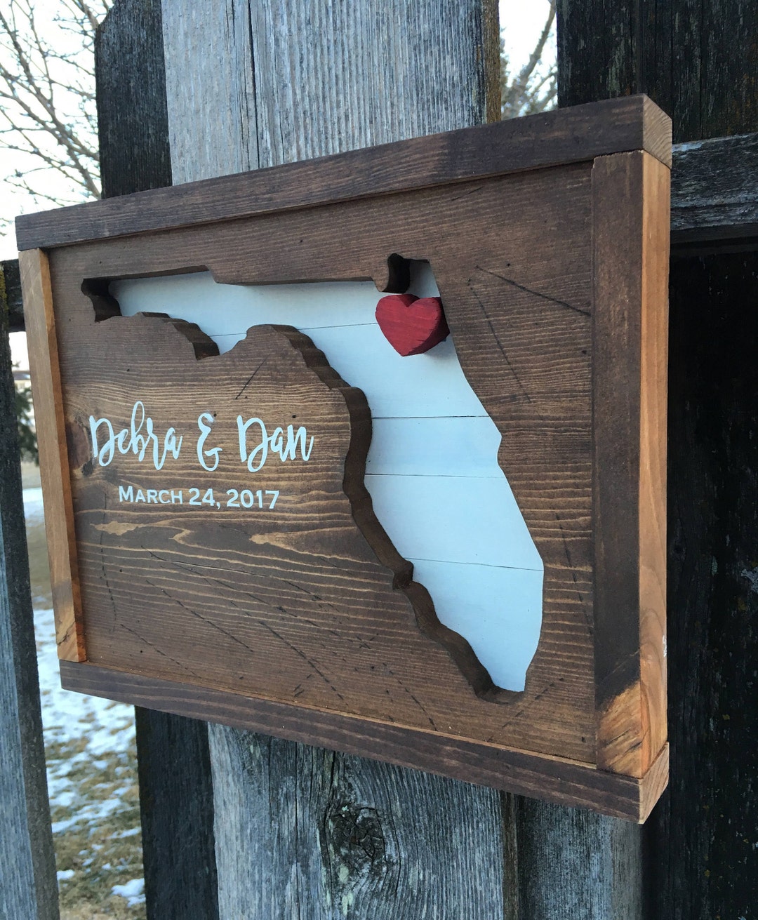 Personalized Florida Wood Sign | FL Wall Decor Cutout | Wedding Gift ...