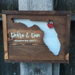Personalized Florida Wood Sign | FL Wall Decor Cutout | Wedding Gift ...