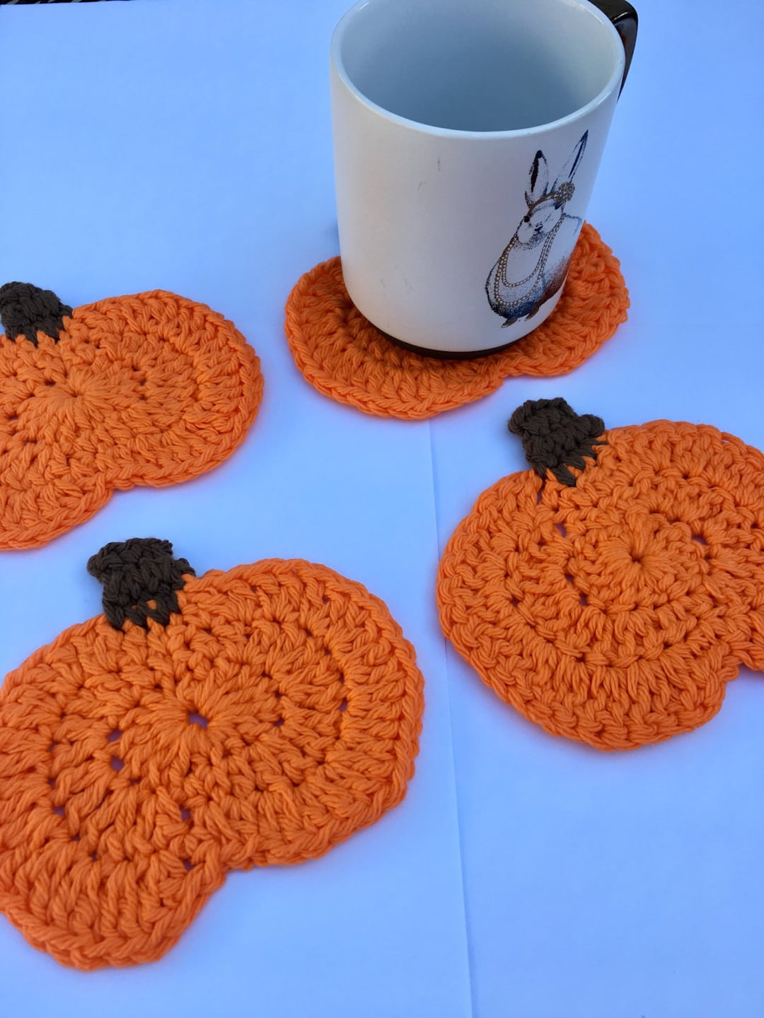 Pumpkin Coasters Set of 4, Mug Rugs, Funny Coasters, Holiday, Fall ...