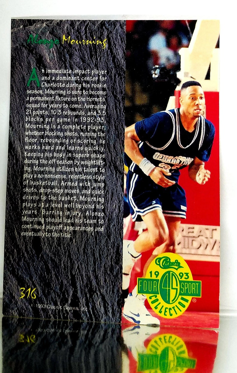 1993 Classic Four Sport Gold #316 Alonzo Mourning Rookie, HOF NBA Star ...