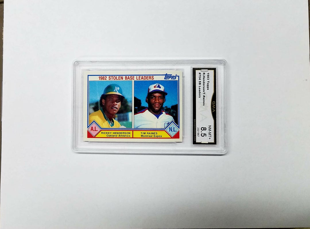 Graded 8.5! Rickey Henderson, Tim Raines, Stolen Base Leaders 1983 ...