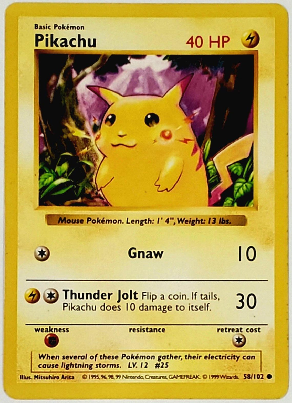 Pikachu "red Cheeks" Error Shadowless 58/102, Pokemon Base Set, 1999 ...
