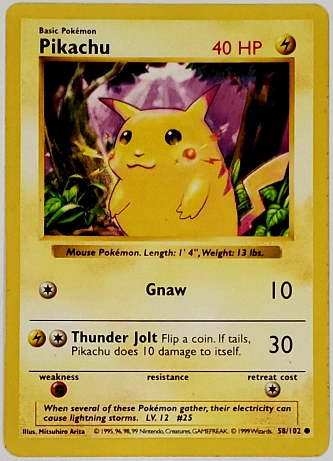 Pikachu "red Cheeks" Error Shadowless 58/102, Pokemon Base Set, 1999 ...