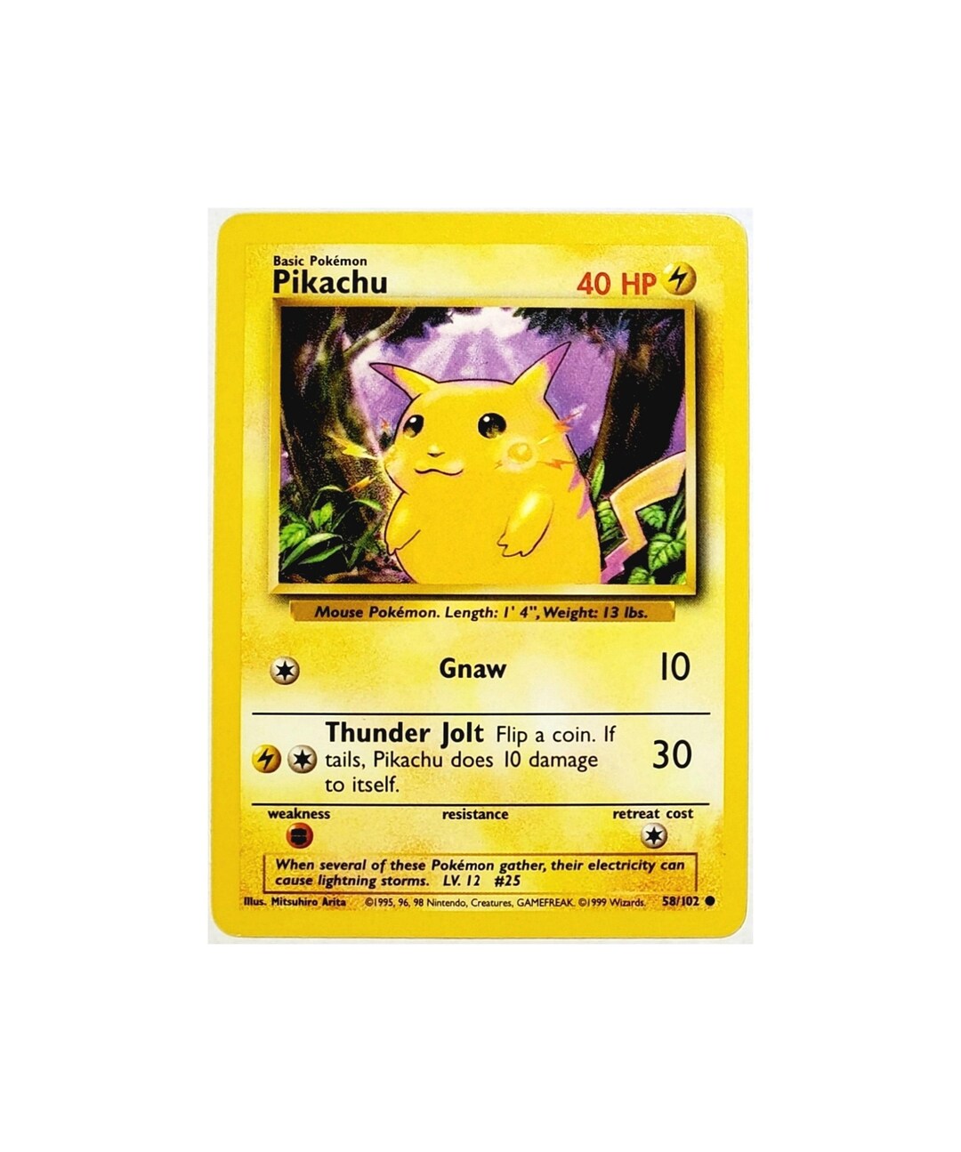 Pikachu 58/102 Yellow Cheeks, Pokemon Base Set Unlimited, Card, 1999 ...