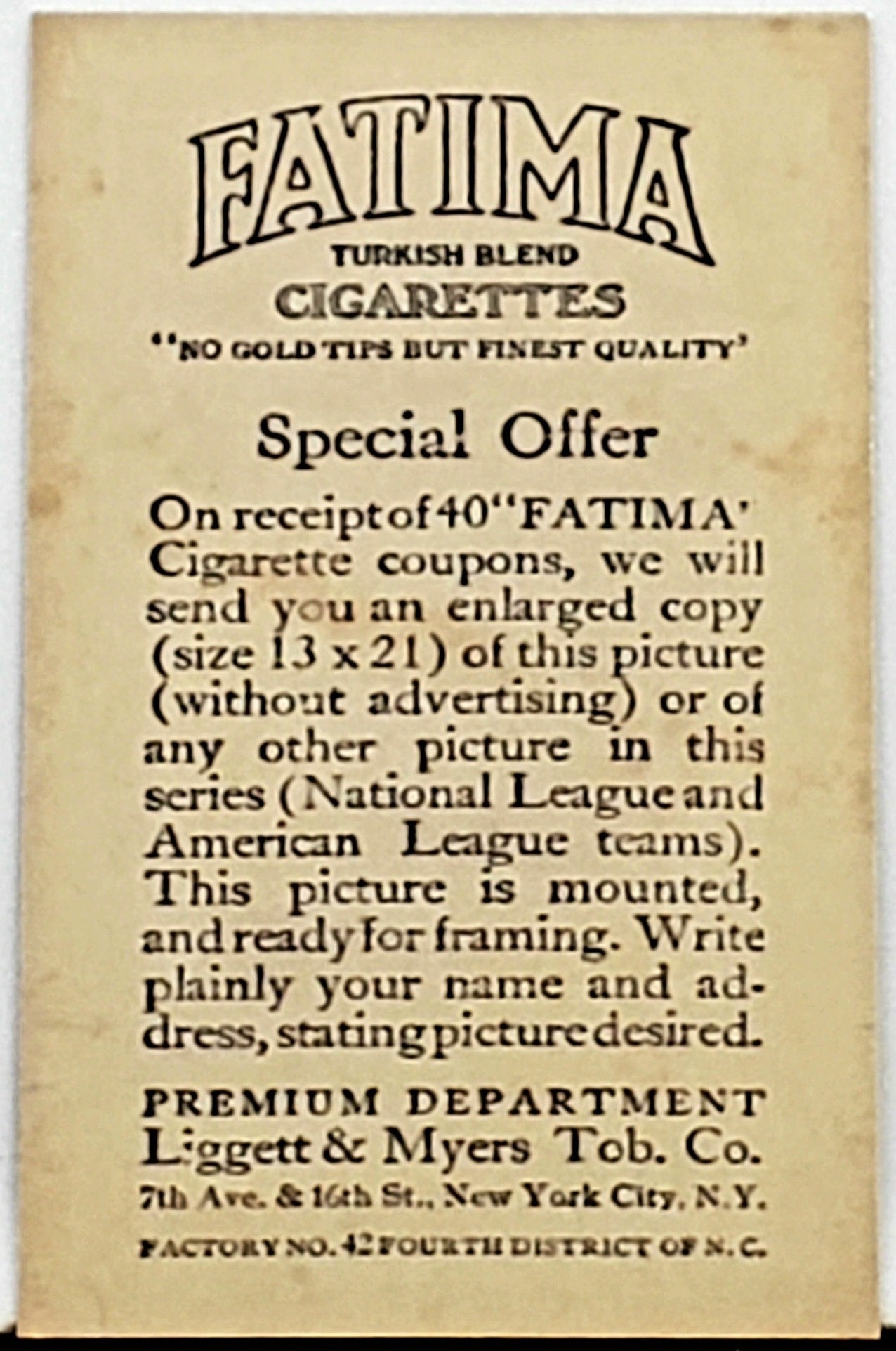 SALE 1920s Fatima Turkish Cigarettes Babe Ruth, HOF, Yankees read FIRST ...