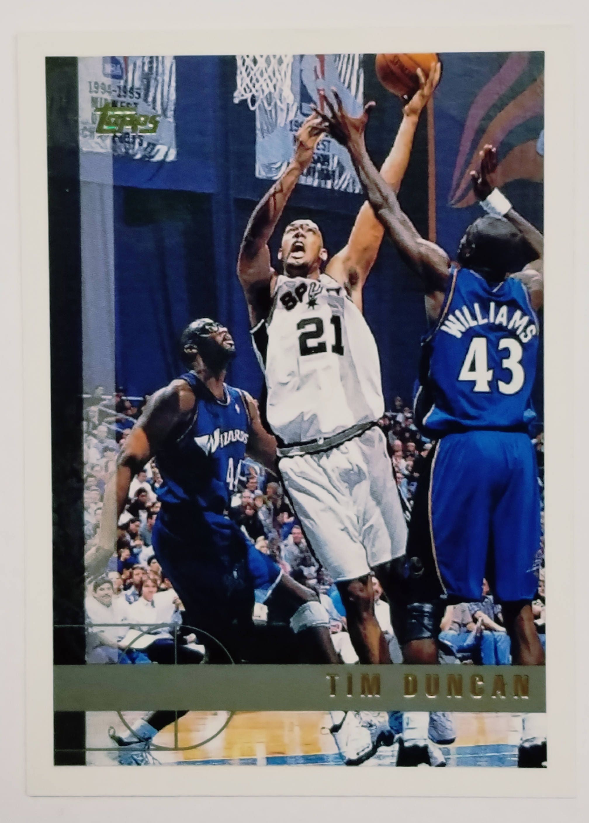 1997 Topps 115 Tim Duncan ROOKIE Gold Lettered Spurs Wake Forest NBA ...