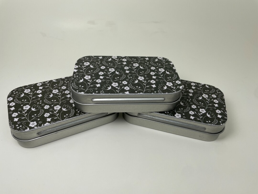 Tiny Tins, Floral Tin, Small Metal Tin, Small Hinged Tin, Decoupage Tin ...