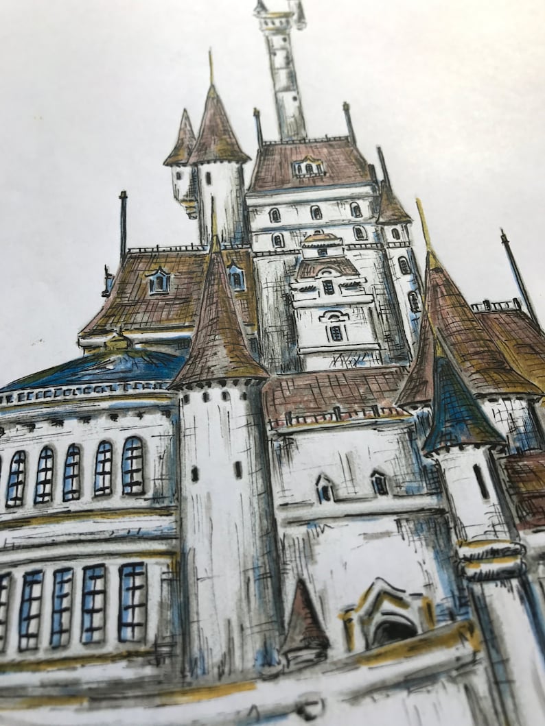 BEAUTY AND BEAST Bell's Castle - 8 X 10 Print Disney Beauty and the ...