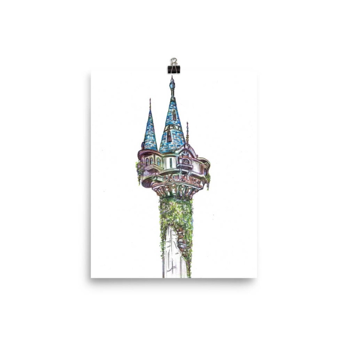 Rapunzel Tower 8x10 Print Tangled Pen and Ink Disney - Etsy
