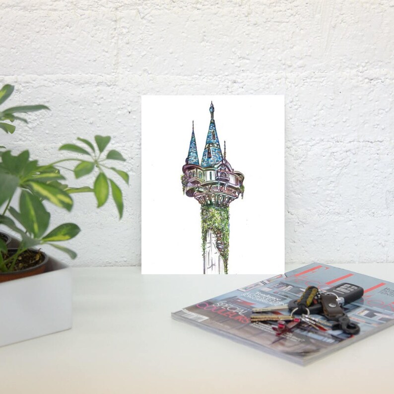 Rapunzel Tower 8x10 Print Tangled Pen and Ink Disney - Etsy