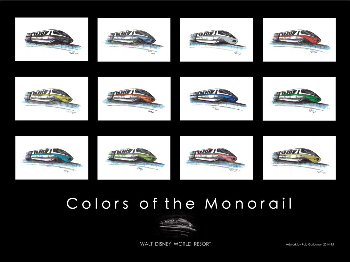 Disney Monorail Poster - 18 X 24 - Walt Disney World Resort "colors of ...