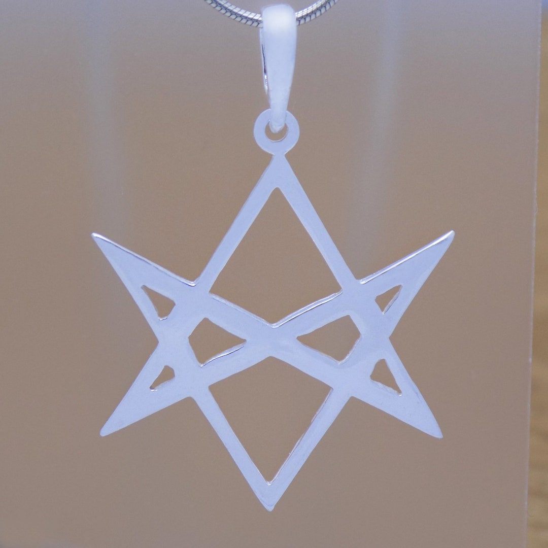 Solid 925 Sterling Silver Unicursal Hexagram Symbol Pendant Six-pointed ...