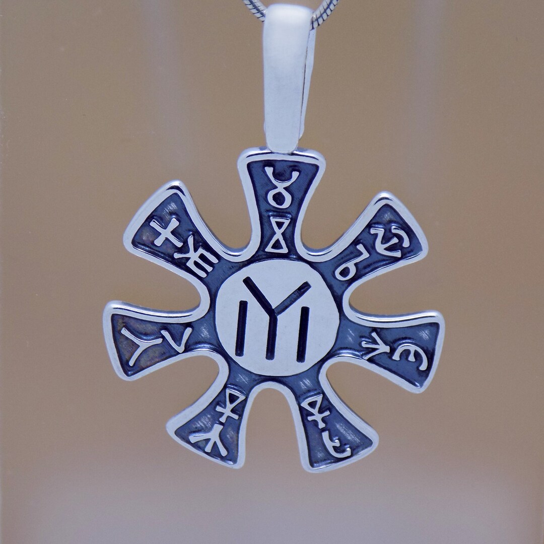 Stunning Solid 925 Sterling Silver Sky God Tangra Rosette Pendant ...