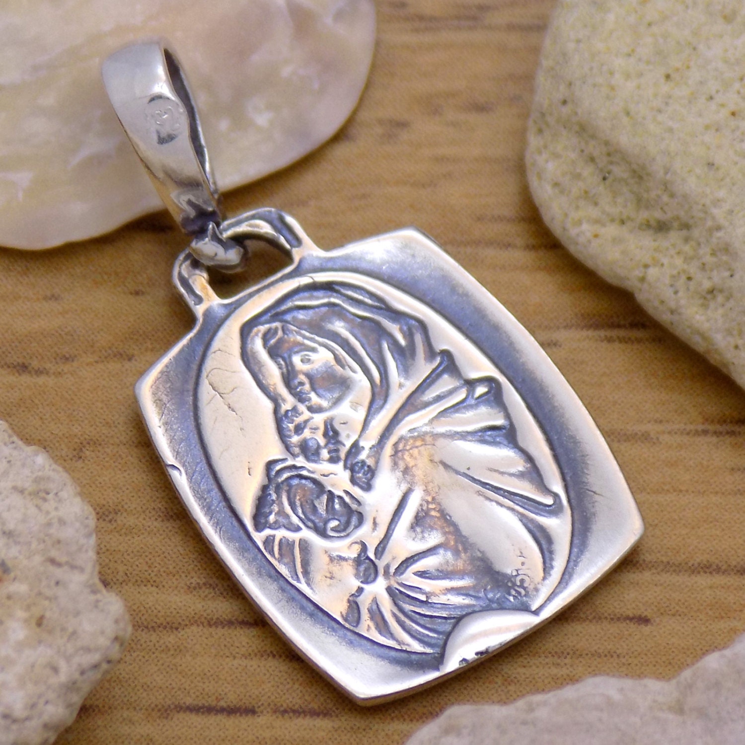 Solid Sterling Silver Saint Virgin Mary Child Jesus Icon | Etsy