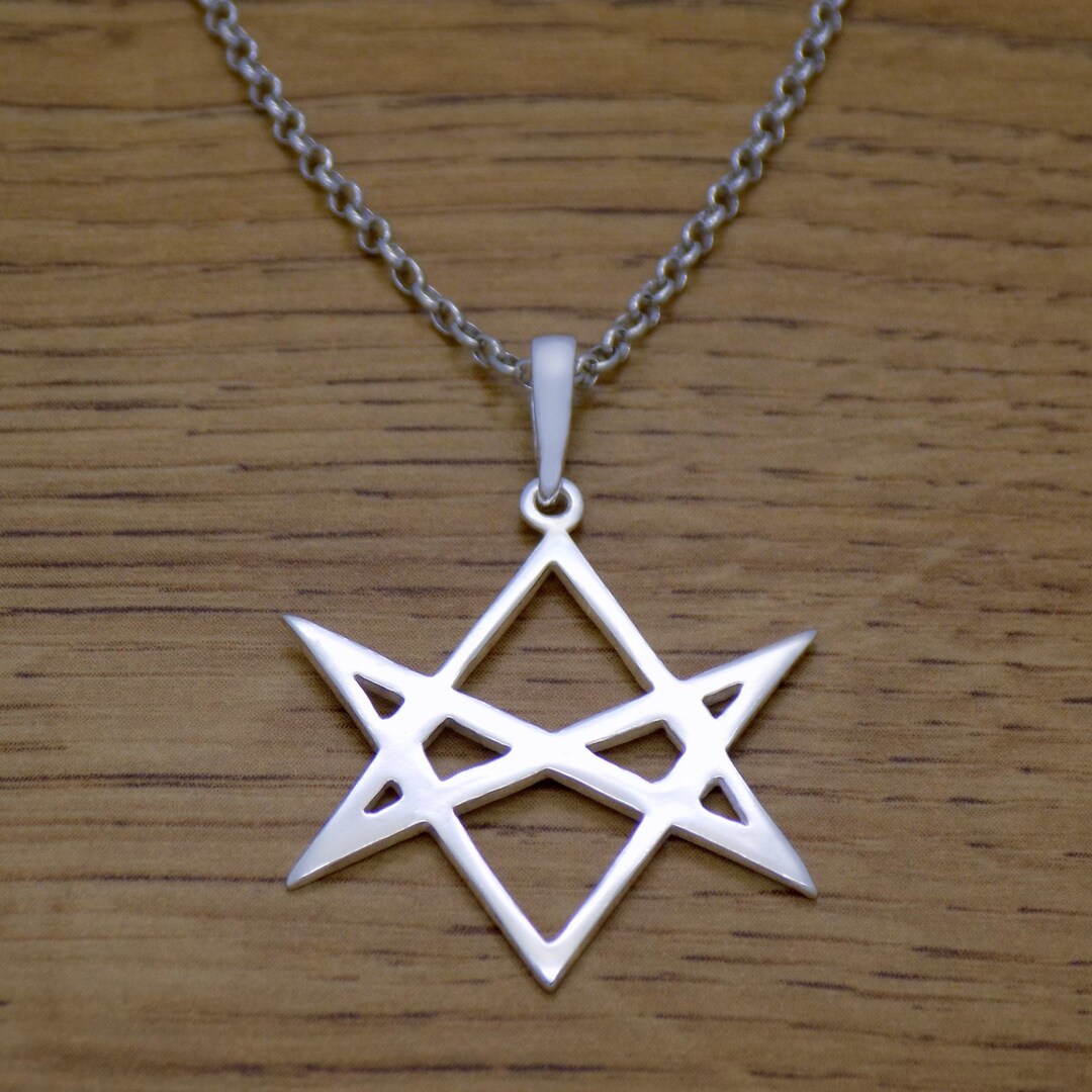 Solid 925 Sterling Silver Unicursal Hexagram Symbol Necklace Pendant ...