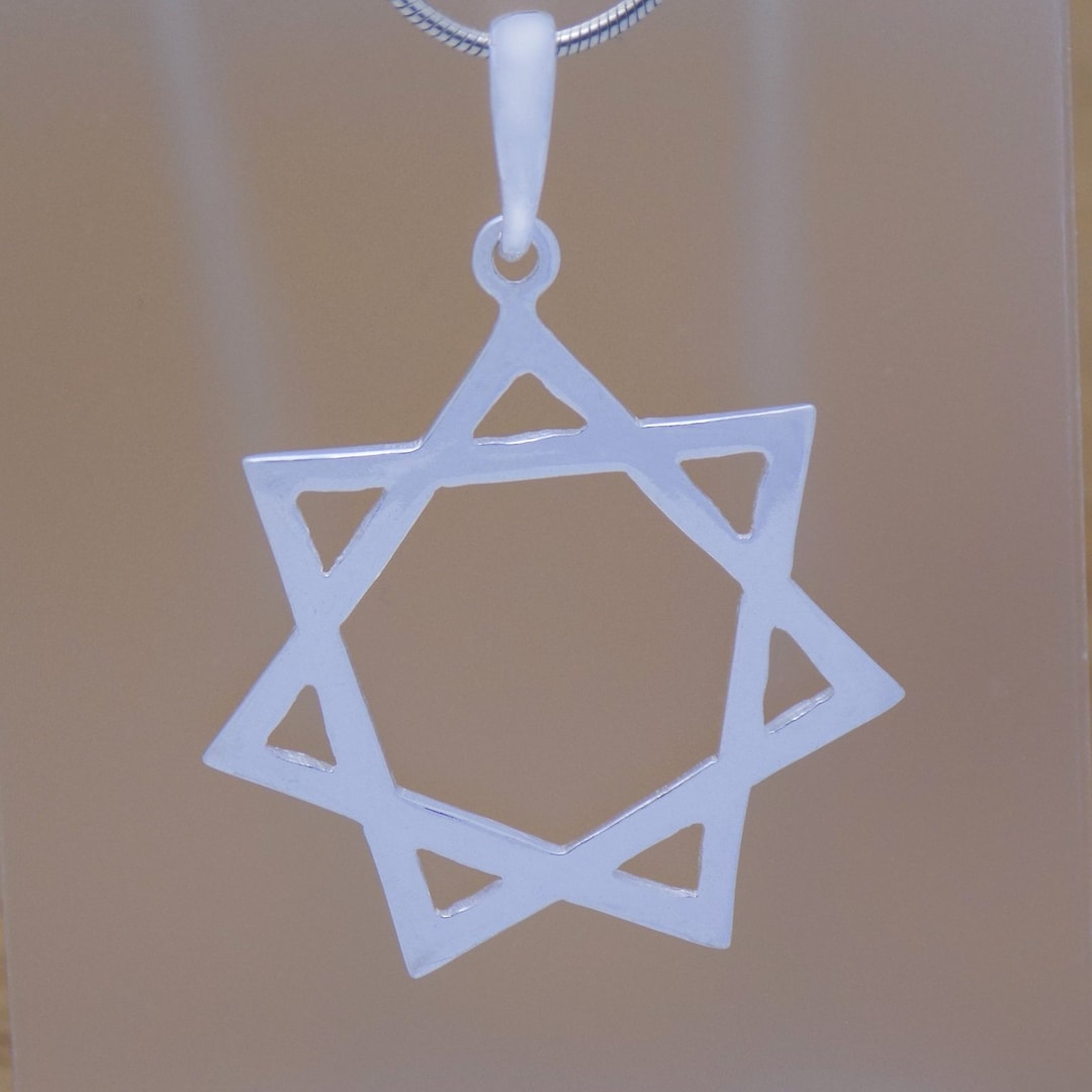 Solid 925 Sterling Silver Heptagram Septagram Symbol Pendant Seven ...