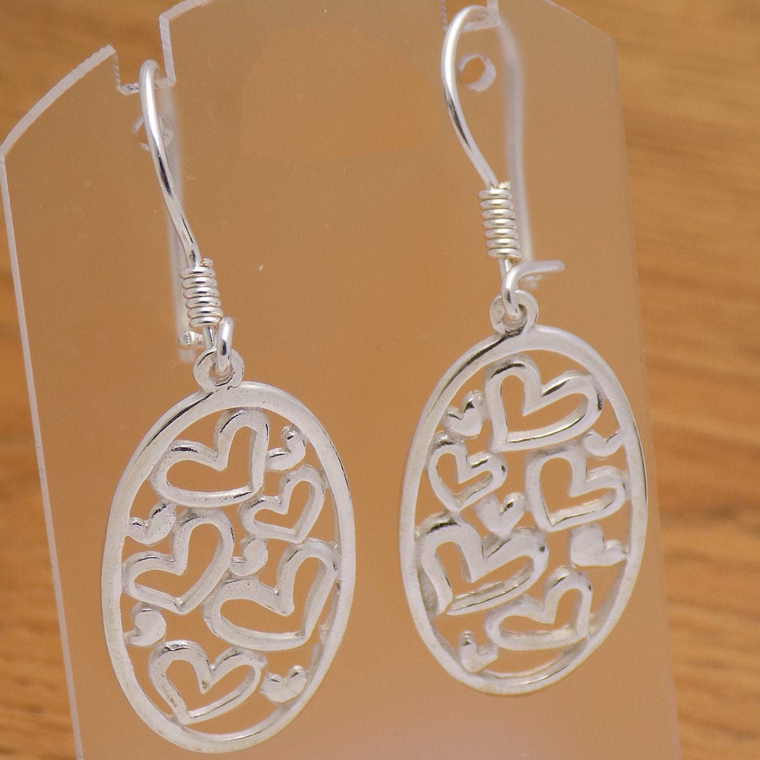 Sterling Silver 925 Hallmark Hearts Design Earrings Fabulous Lovely ...