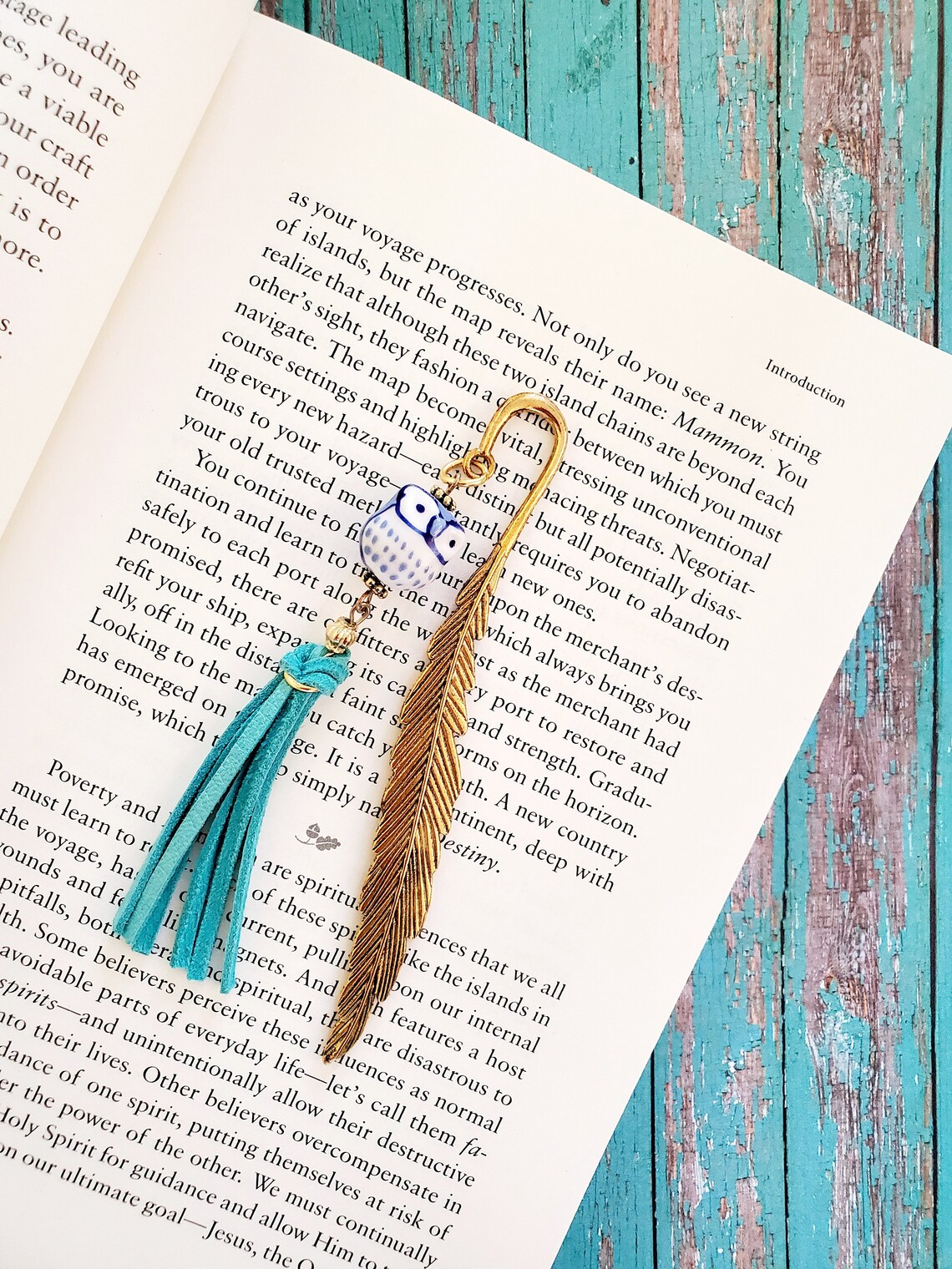 Gold Feather Metal Vintage Bookmark or Keychain With Cute Owl - Etsy