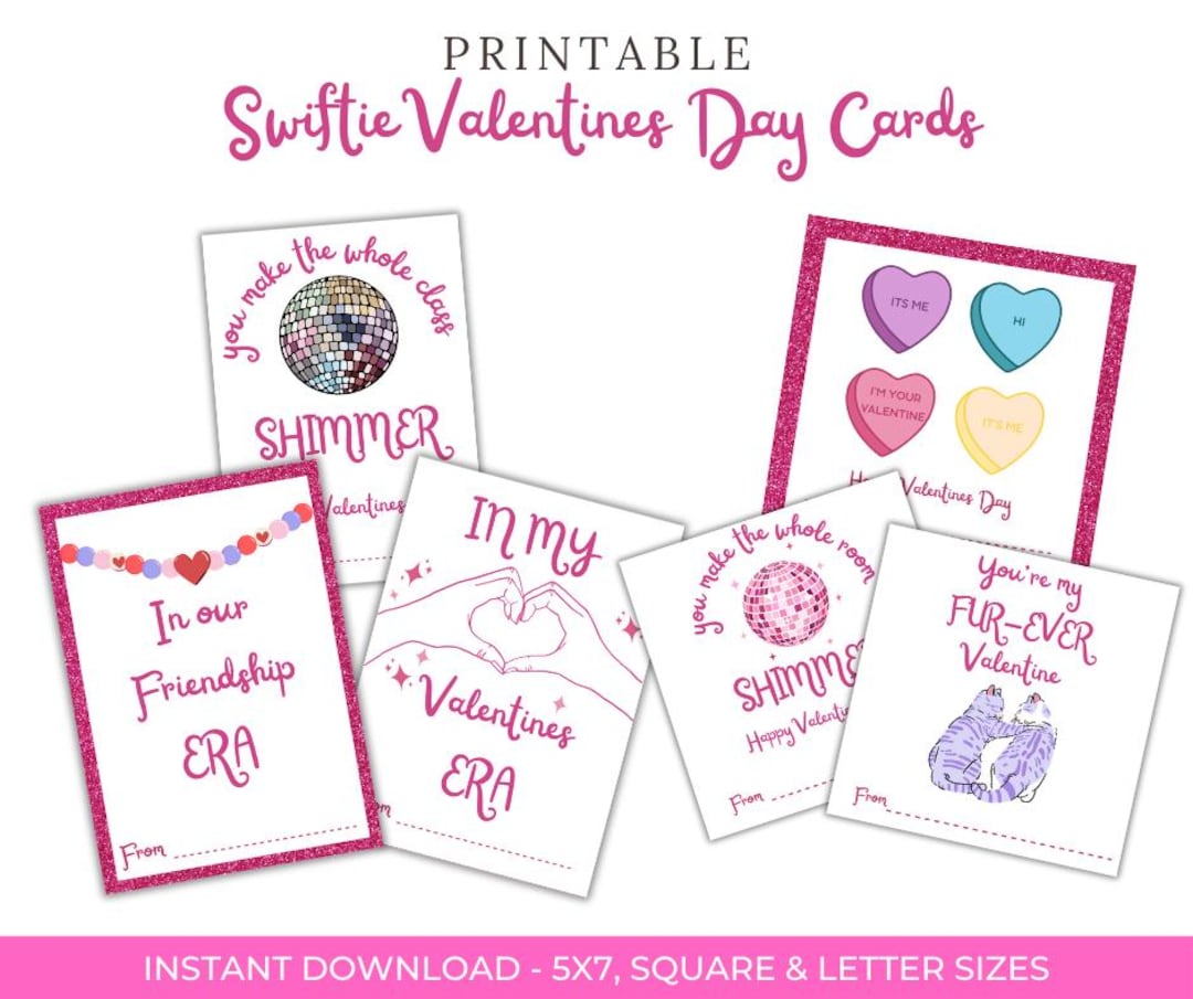 Taylor Swift Valentines, Swift Printable Valentine Cards, T Swift Class ...