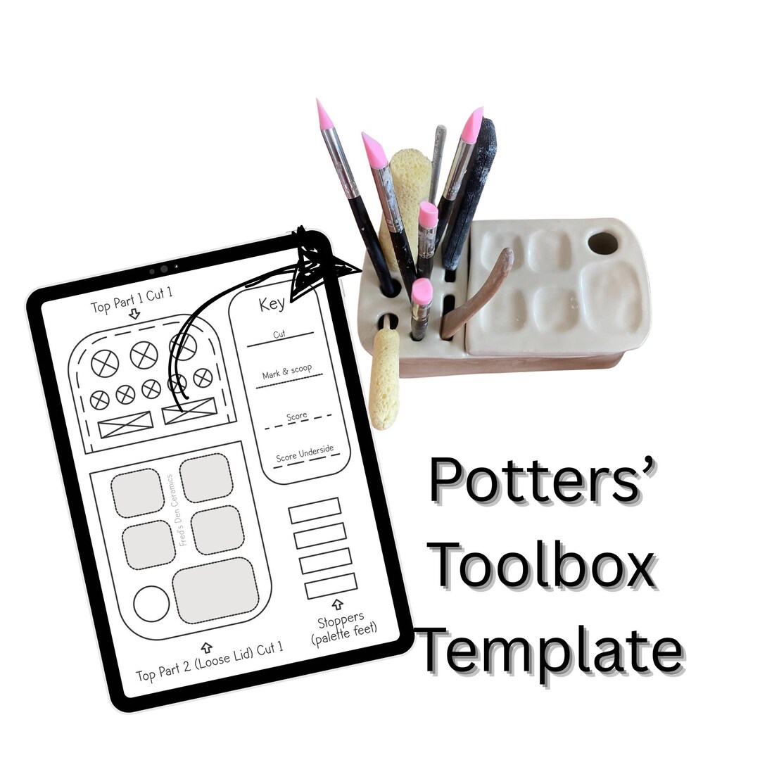 DIY Ceramic Tool Organizer Box Template With Palette Lid (PDF) - Etsy