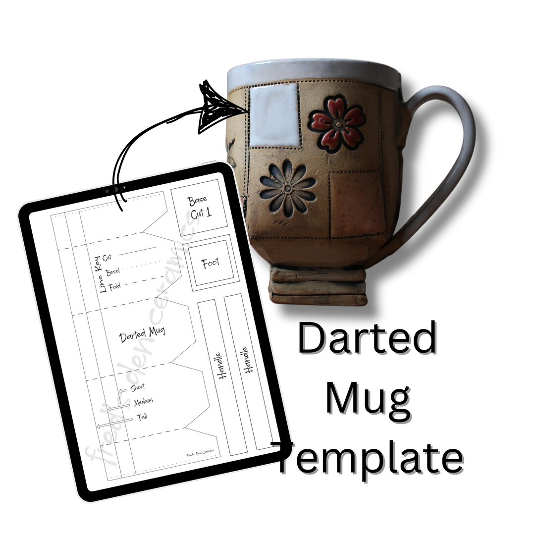 Darted Mug Template for Potters. Use With Slab-rolled Hand-built ...