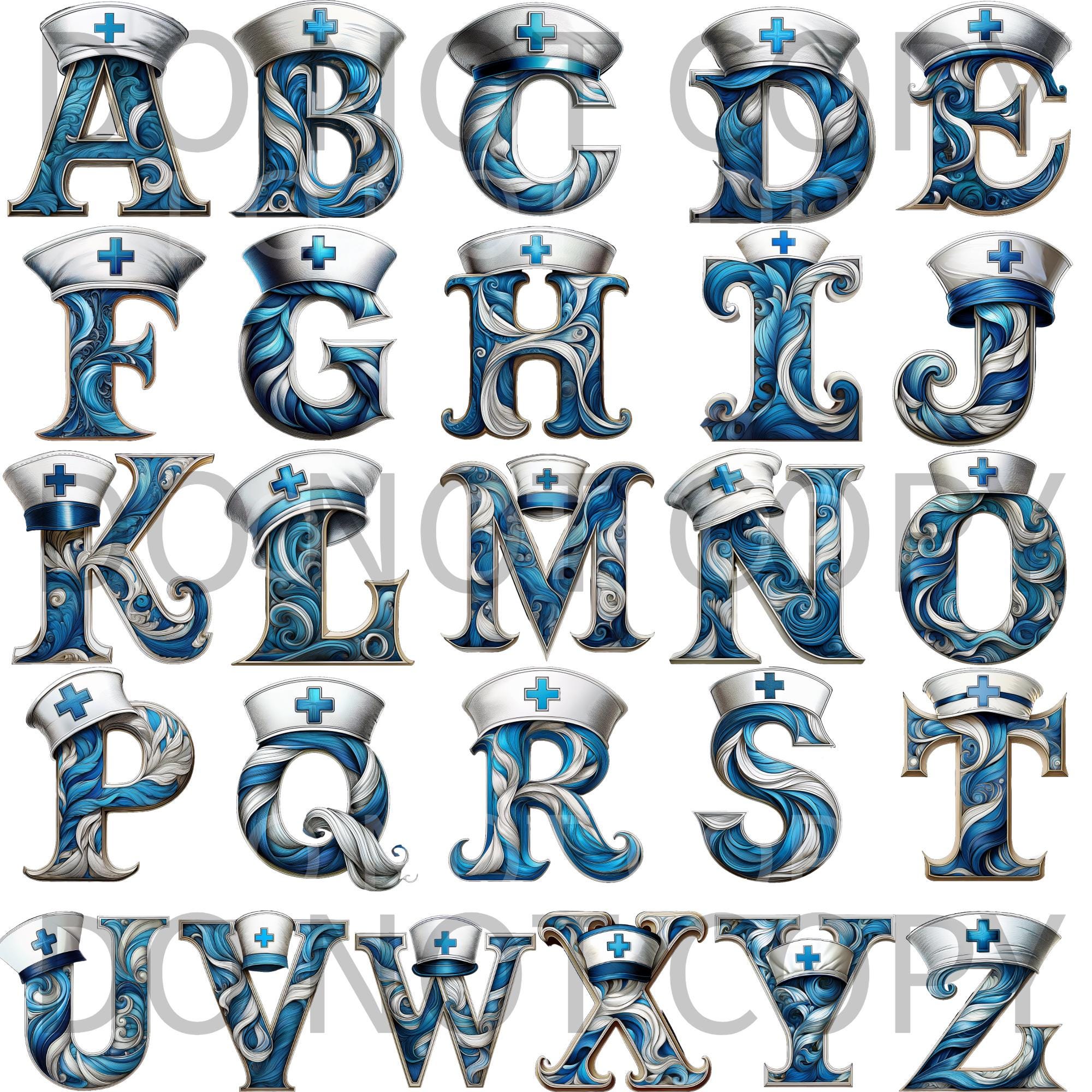 Nurse Alphabet and Number Set 3D PNG - Etsy