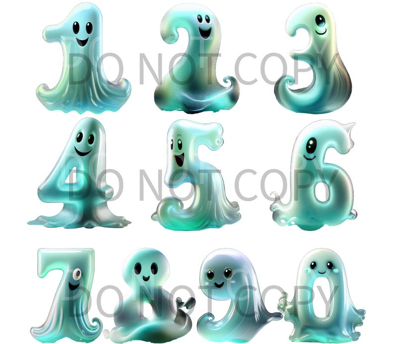 Ghost Alphabet and Number Set 3D PNG - Etsy
