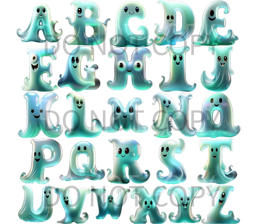 Ghost Alphabet and Number Set 3D PNG - Etsy