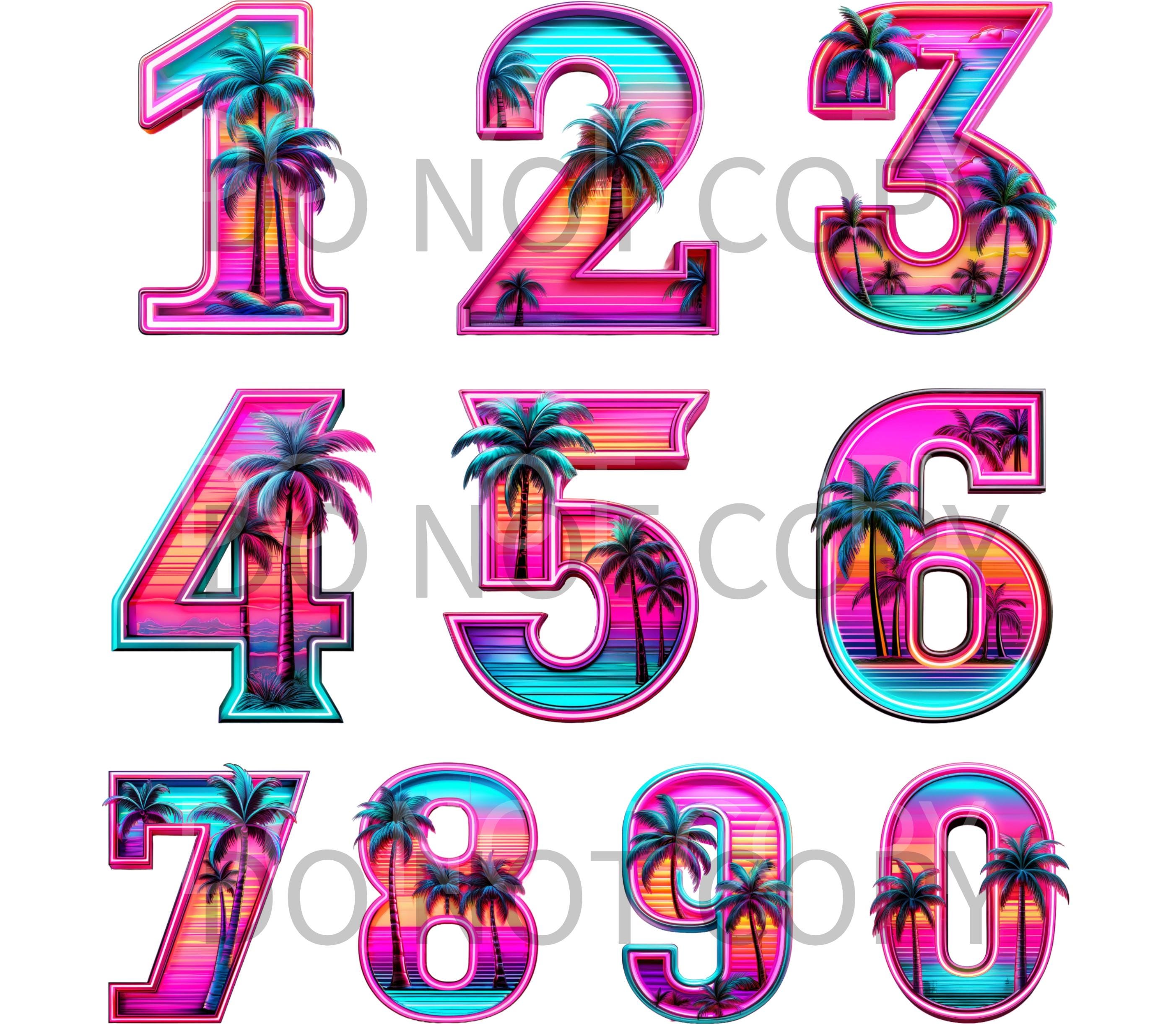 Tropical Sunset Alphabet and Numbers Set 3D PNG - Etsy