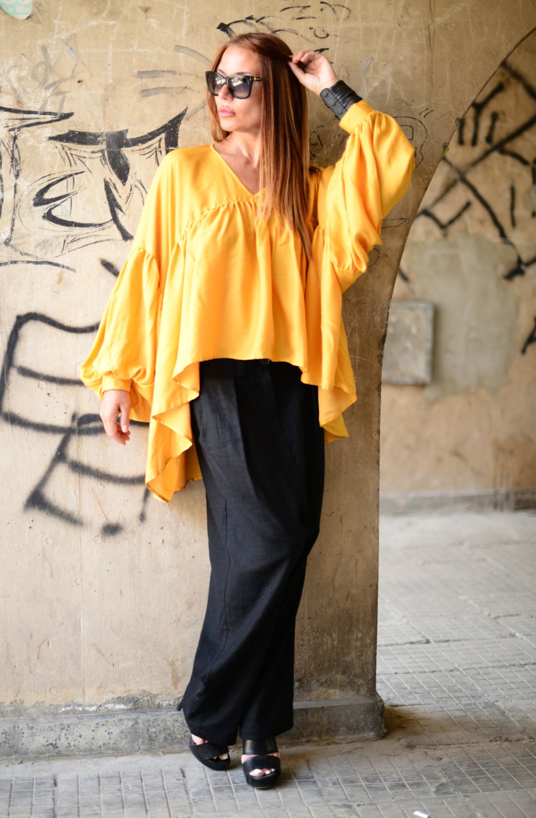 Loose Tunic Top, Maxi Top for Women, Cotton Full Sleeves Tunic Top ...