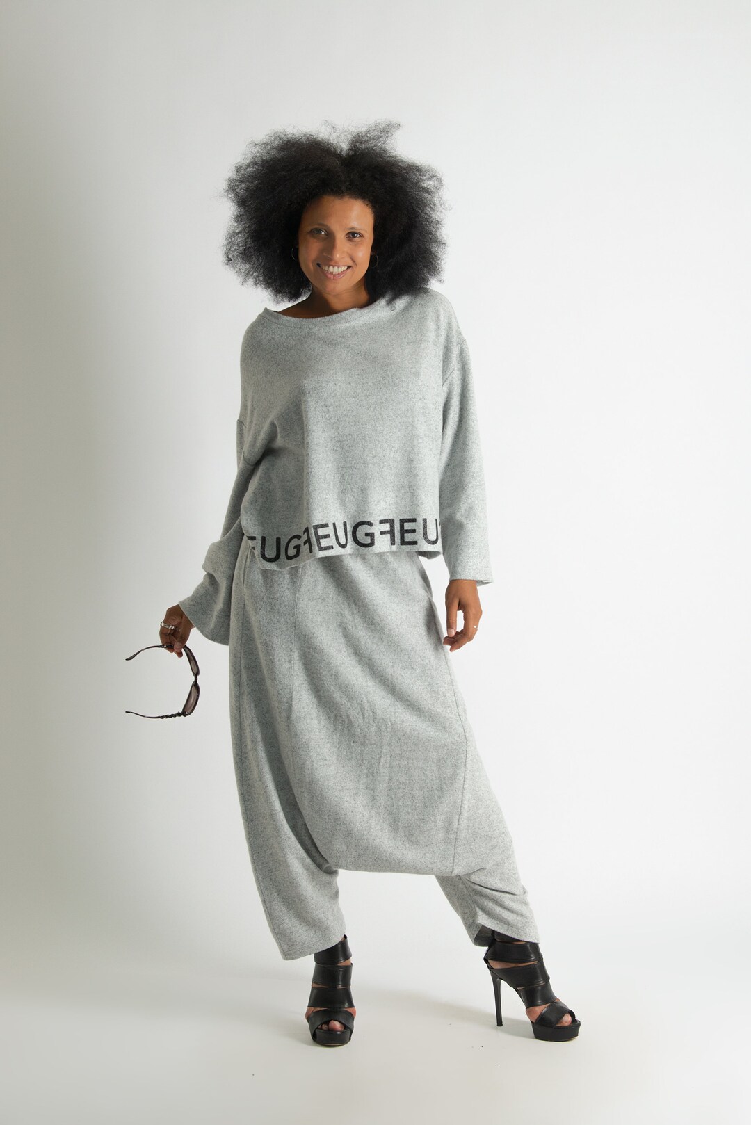 Knitted Harem Pant Set, Plus Size Cashmere-acryle Blend - Etsy