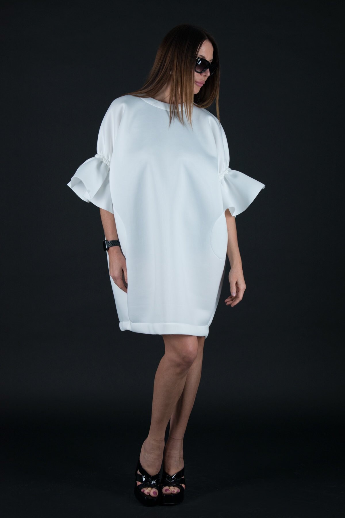 Neoprene Party Maxi Dress, Plus Size Winter Dress, Long or Short Sleeve ...