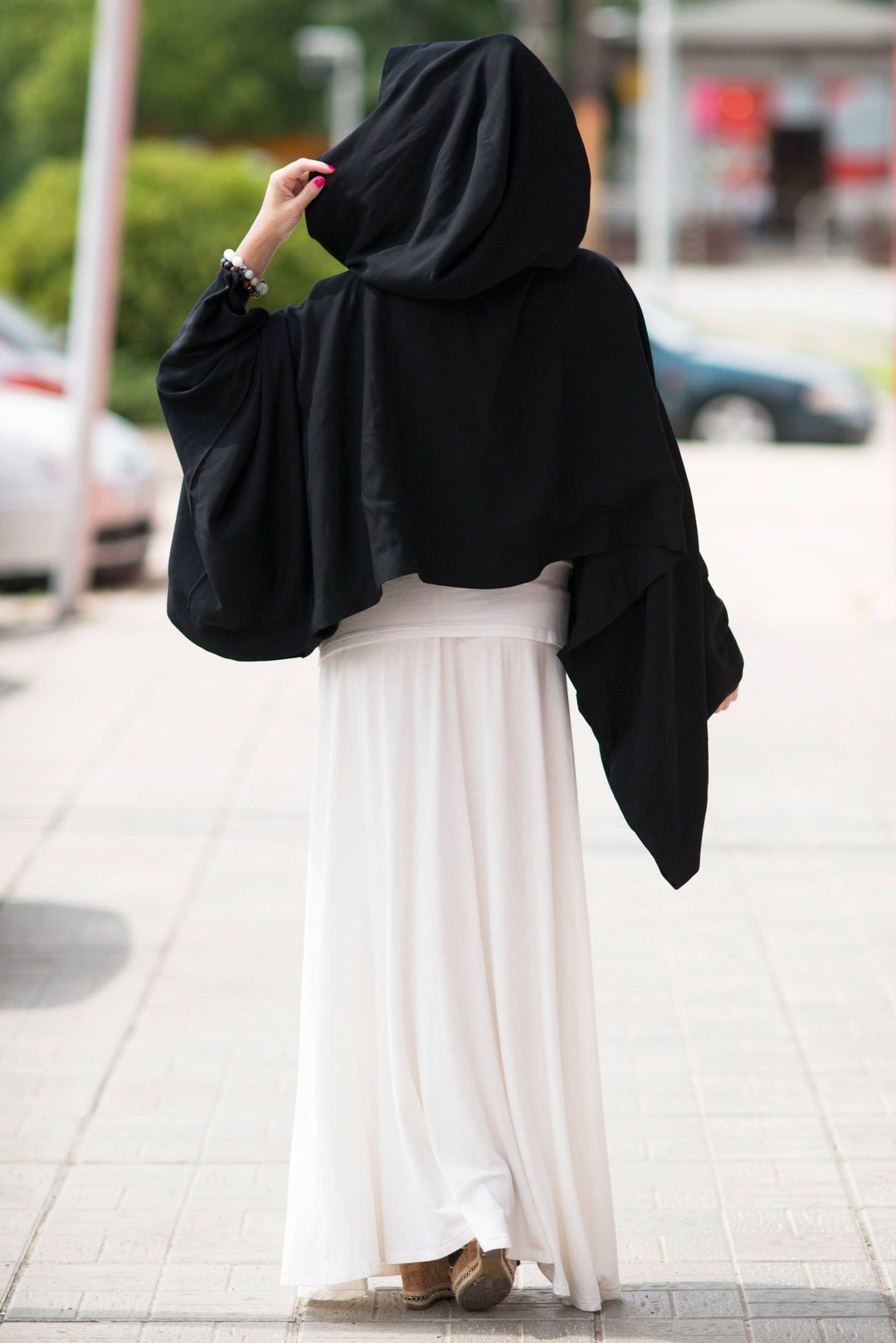 Women Black Extravagant Bolero, Spring Summer Hooded Bolero ANASTASIA ...