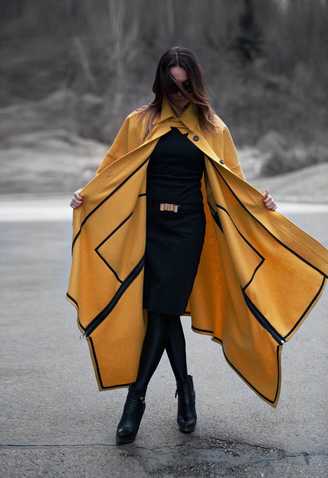 Plus Size Clothing, Cape Coat, Wool Coat, Winter Coat Women, Long ...